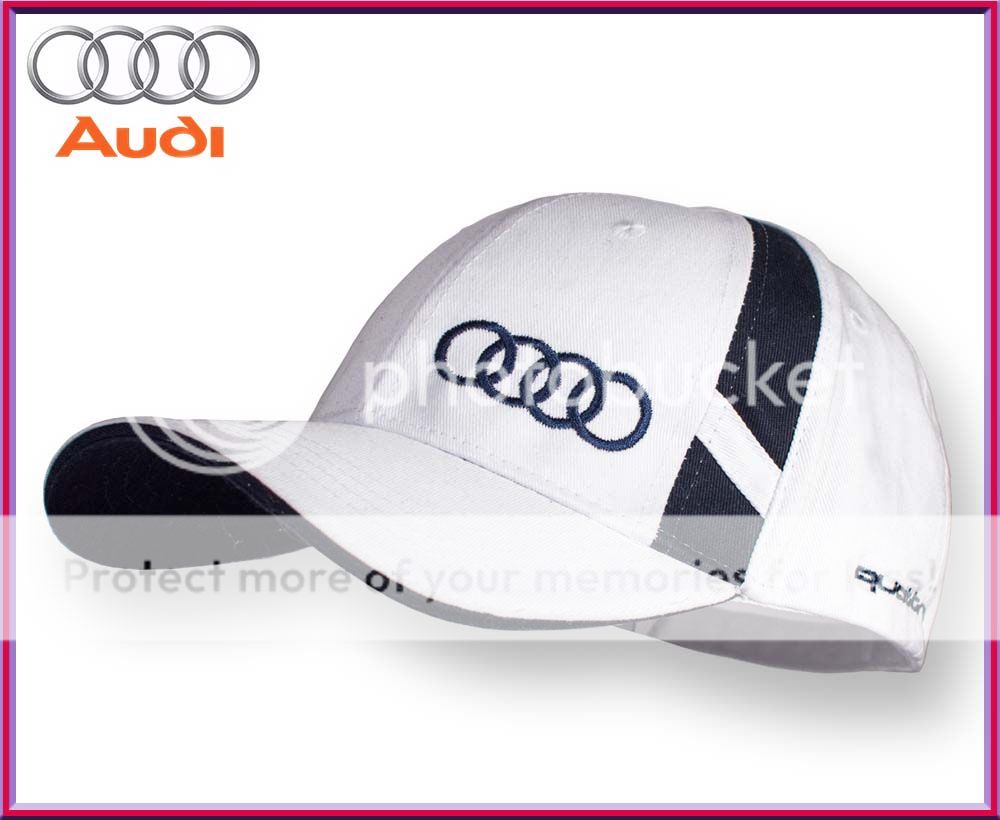 Audi unisex Baseball Cap Hat with Quattro logo. White color. Adjustable ...